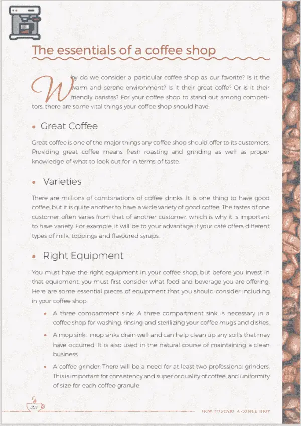 Sample Page - Start My Coffee Shop